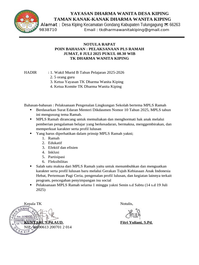 Notula Rapat MPLS | PDF