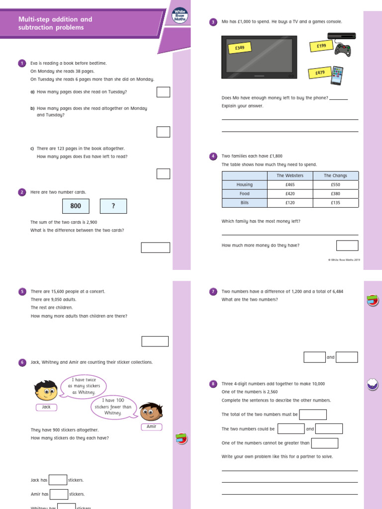 Lesson 1 Multi Step Addition and Subtraction Problems 2019 | PDF