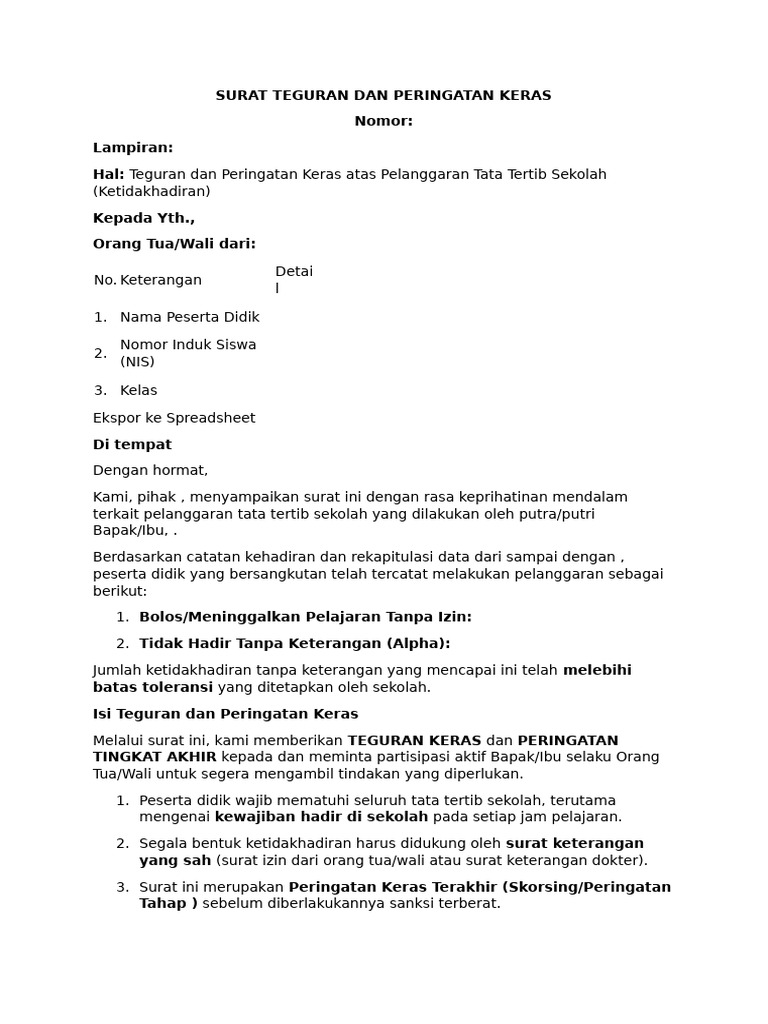 Teguran Keras Pelanggaran Sekolah | PDF