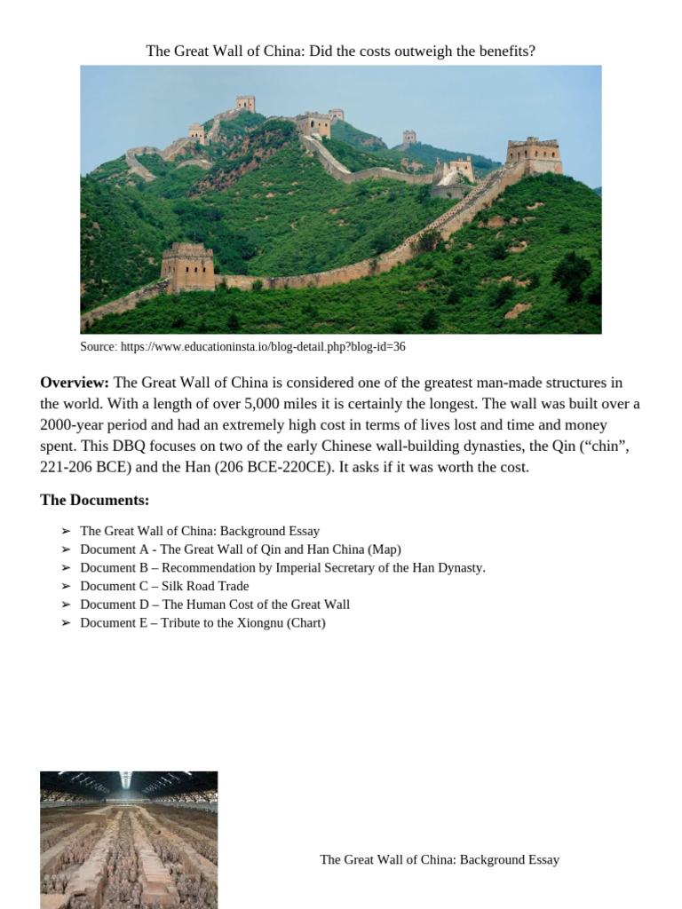 Sherlyne Jeik - Great Wall DBQ - Argumentative | PDF | Han Dynasty | China