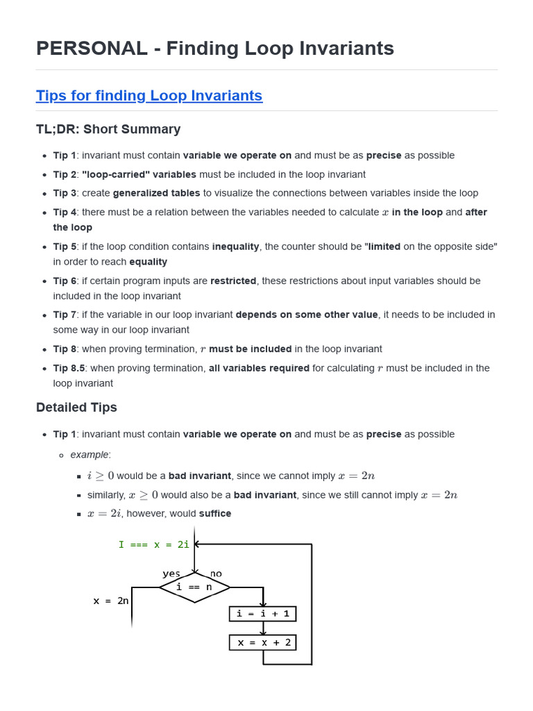 Tips For Finding Loop Invariants | PDF | Invariant (Mathematics ...