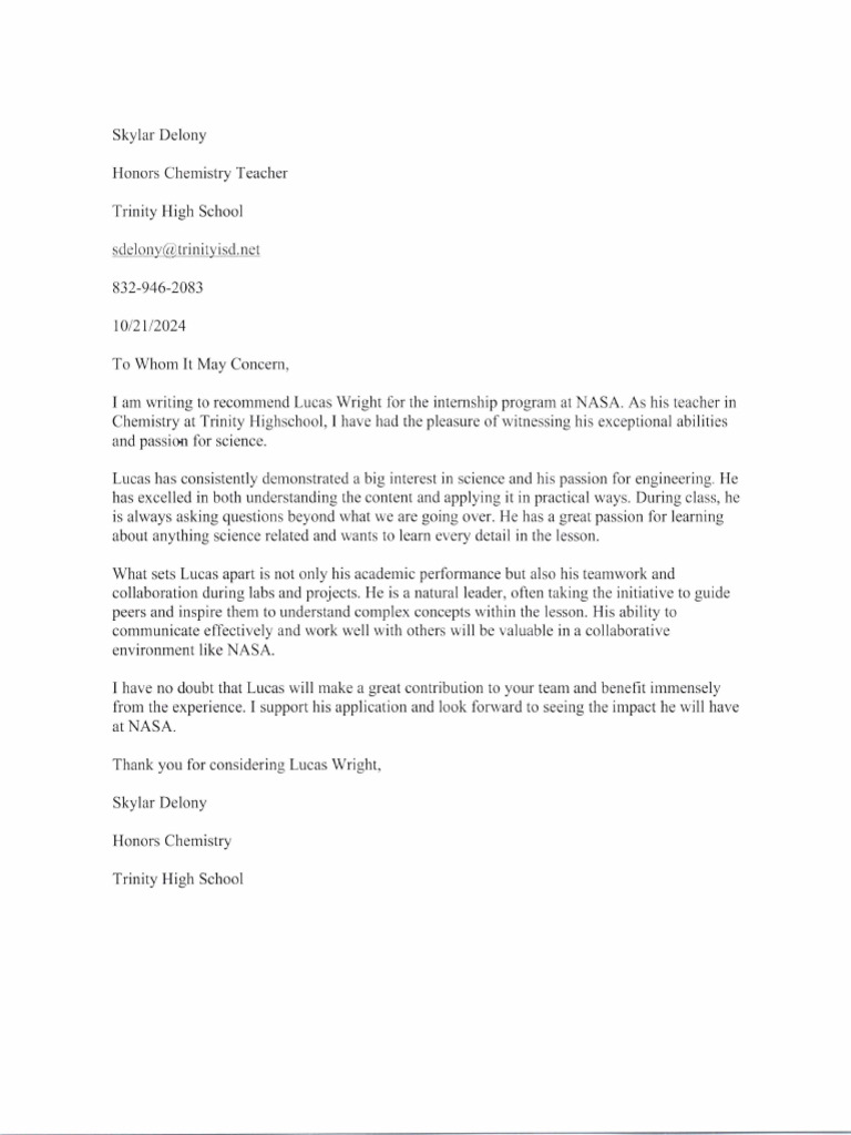 Letter of Rec | PDF
