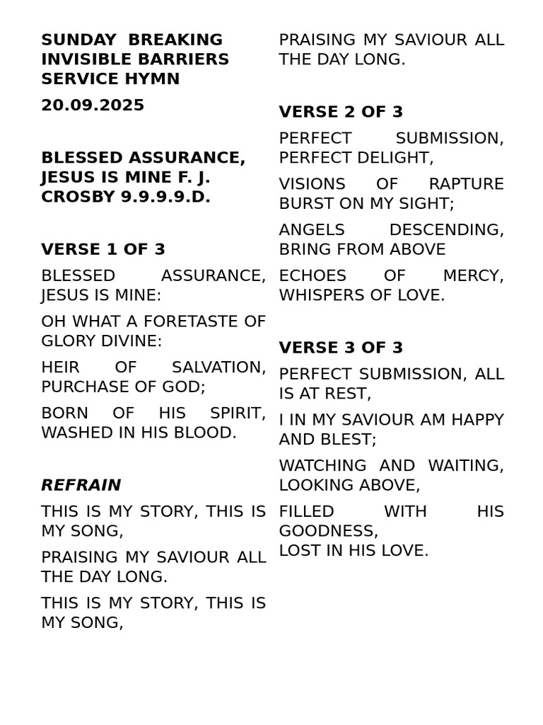Hymn - Blessed Assurance | PDF