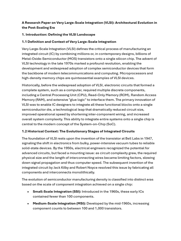 Very Large-Scale Integration (VLSI) - Architectural Evolution in The ...