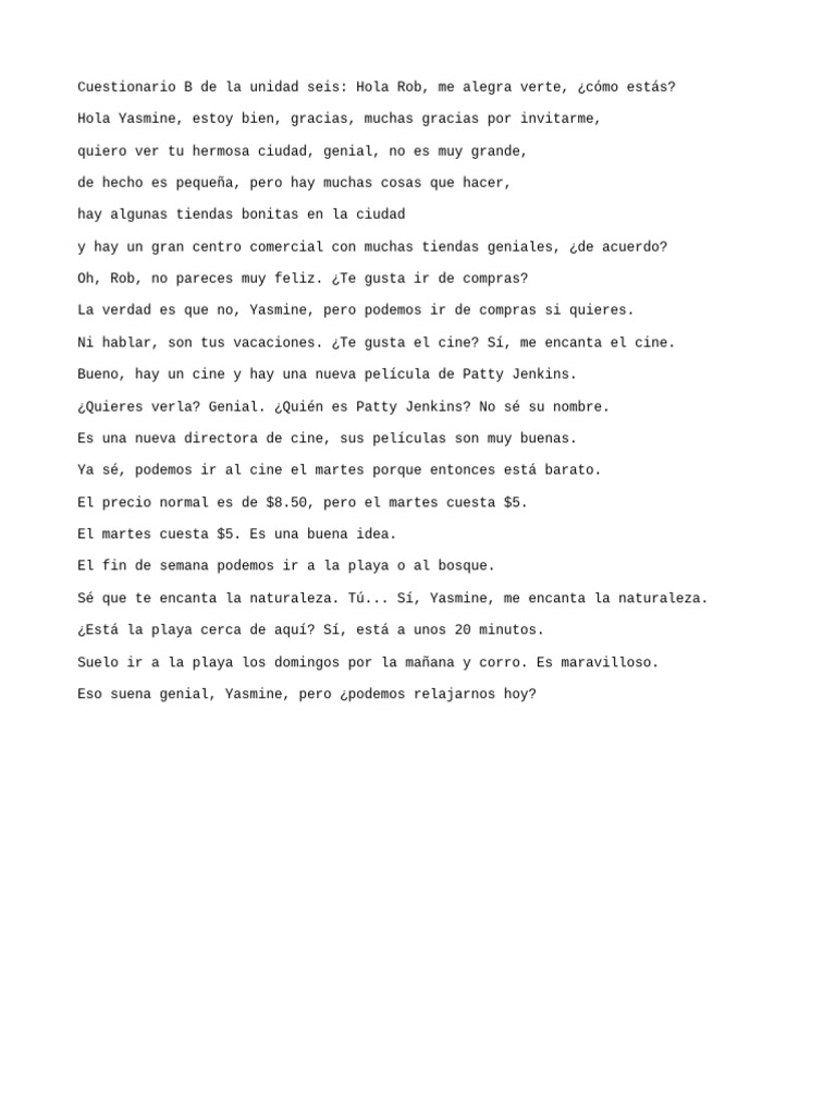 Evolve L1 Unit 6 Quiz B | PDF