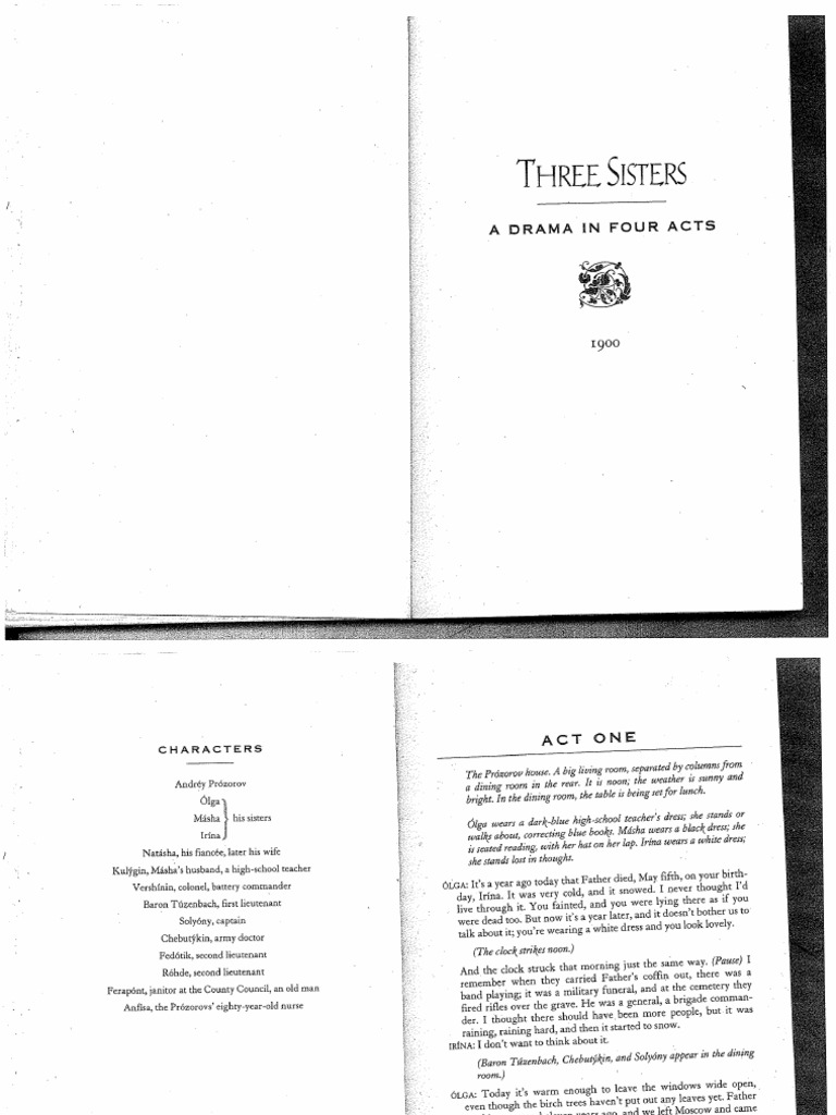 Three Sisters - Paul Schmidt Translation | PDF