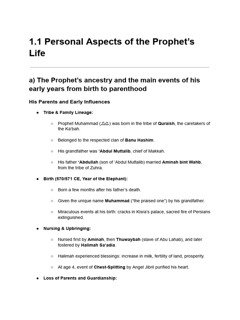 Early Life of Prophet Muhammad (ﷺ) | PDF | Muhammad | Abrahamic Religions