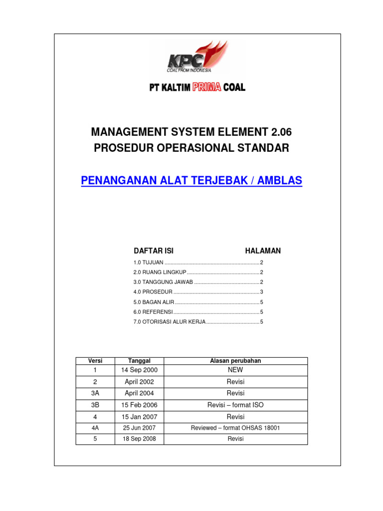 OHS MOD MOD MSE2 06 DOC SOPi 003 Penanganan Alat Terjebak-Amblas | PDF