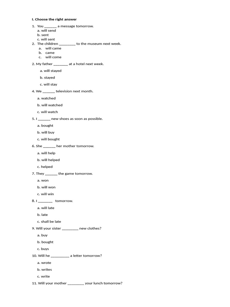 Simple Future (Exercises) | PDF