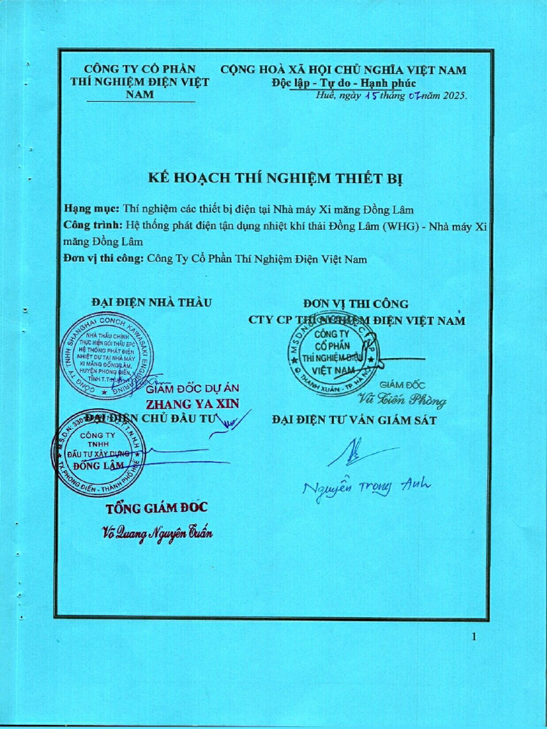 Ke Hoach Thi Nghiem TB Dien - Du An HT Phat Dien NKT - SCKE (15.7.2025 ...
