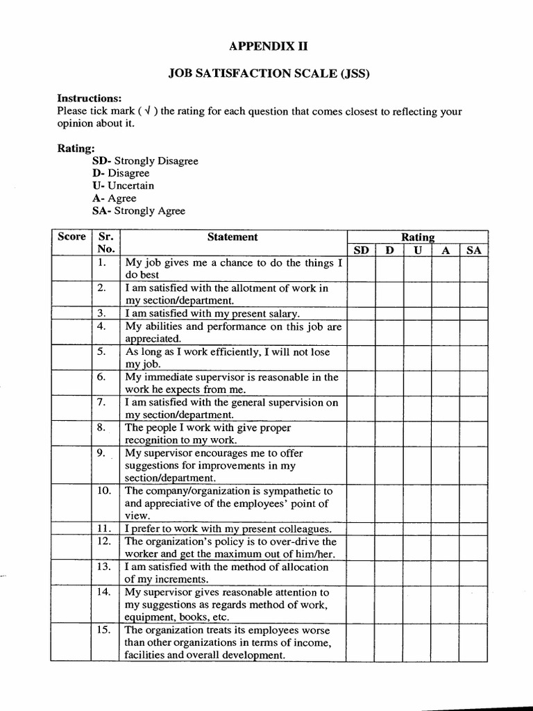 Job Satisfaction Scale | PDF | Job Satisfaction