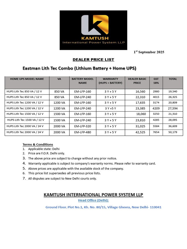 Eastman Dealer Price List Kamtush. | PDF