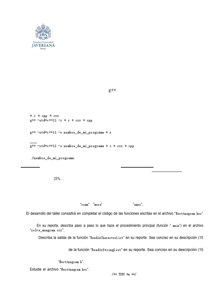 Taller de Estructuras Lineales: Anagramas | PDF | Compilador | Archivo ...