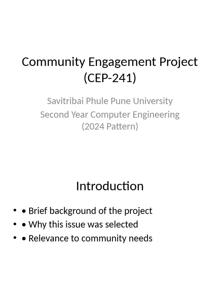 Community Engagement Project Overview | PDF