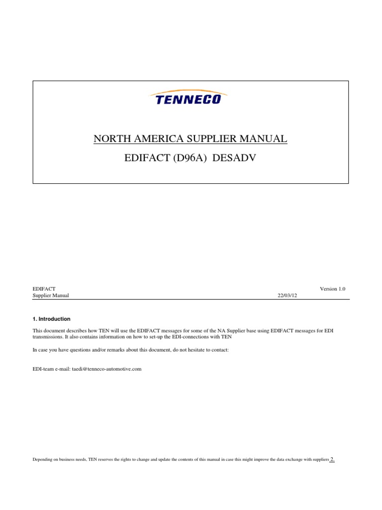 Na Edifact Desadv Specifications | PDF | Electronic Data Interchange ...