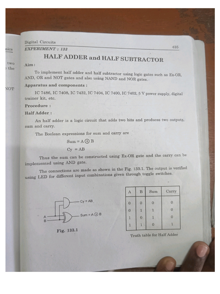 Half Adder and Half Subtractor | PDF