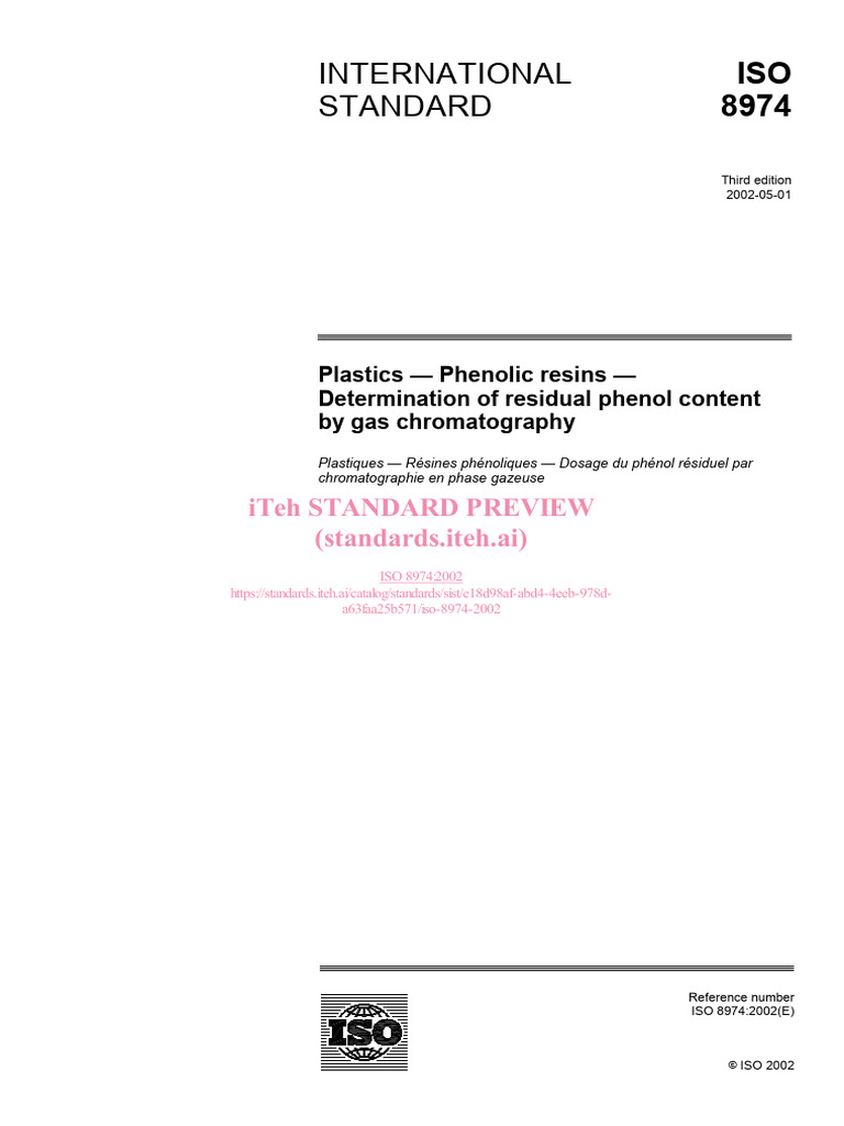 ISO-8974-2002 (Preview) - Residual Phenol by GC | PDF | International ...