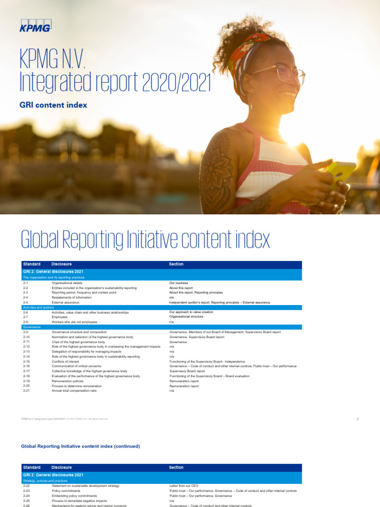 KPMG Integrated Report 2020-2021 GRI Index | PDF | Governance | Employment
