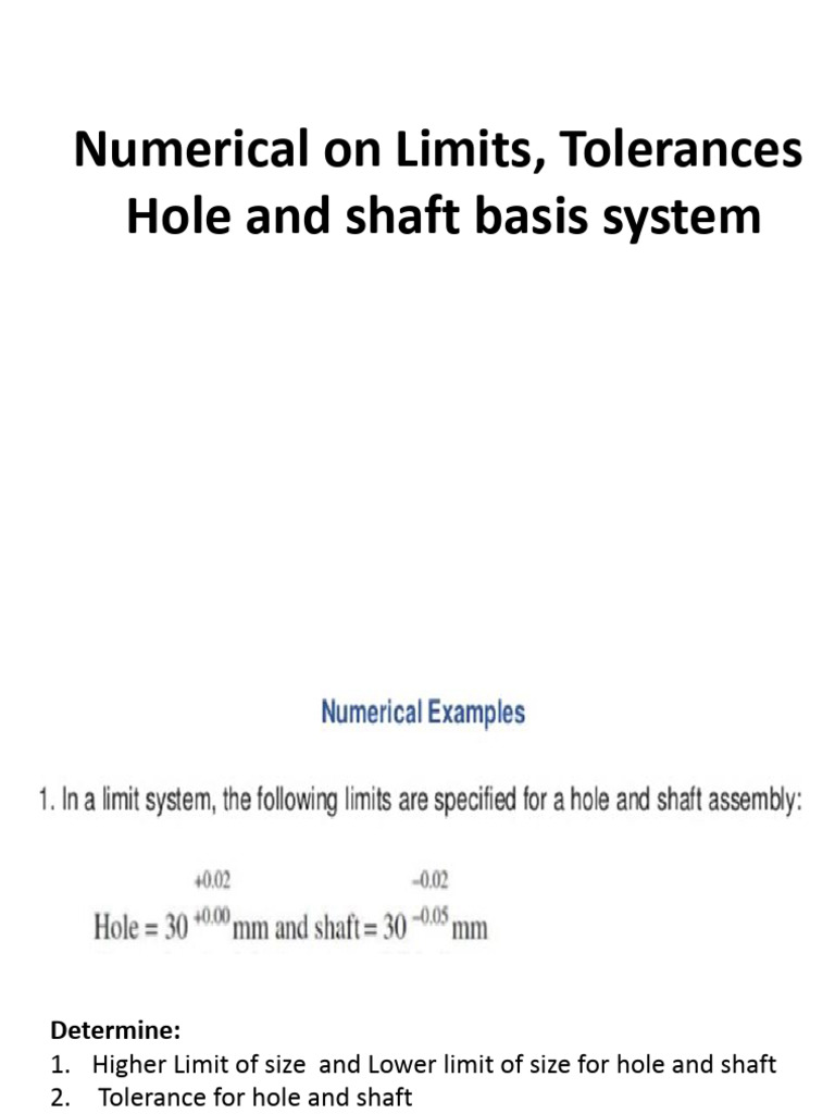 Numerical On Limits, Tolerances Hole and Shaft Basis System | PDF
