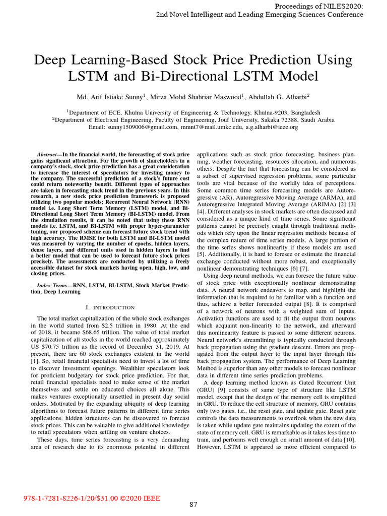 LSTM & BI-LSTM for Stock Price Prediction | PDF | Deep Learning ...