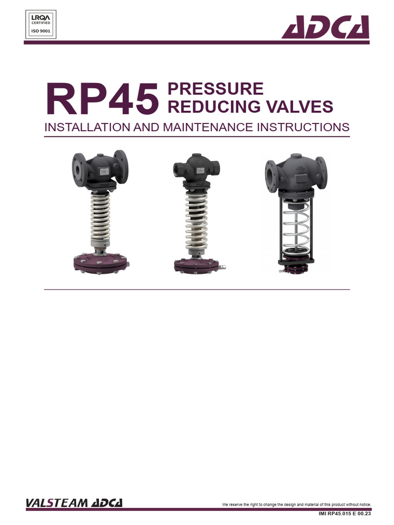 Imi Rp45 015 e Rp45 Pressure Reducing Valve | PDF | Valve | Pipe (Fluid ...