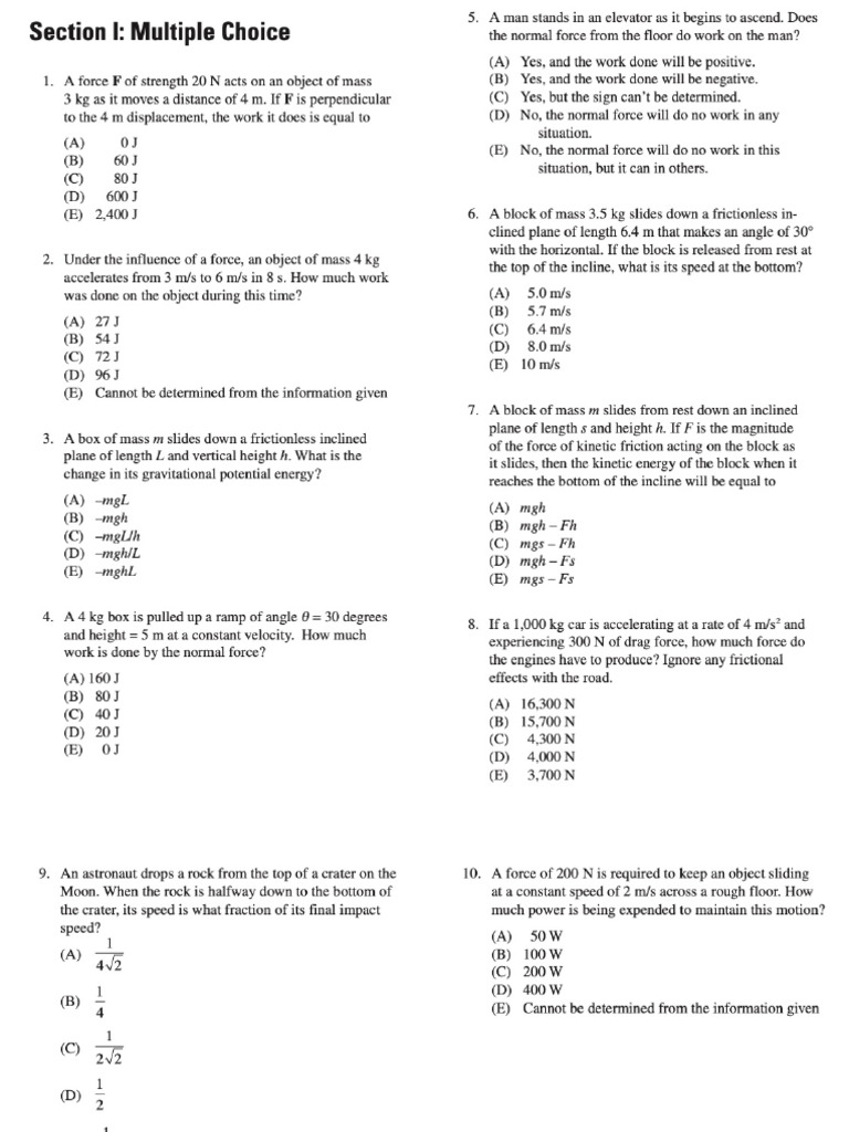 Homework Work and Energy Part 1 | PDF