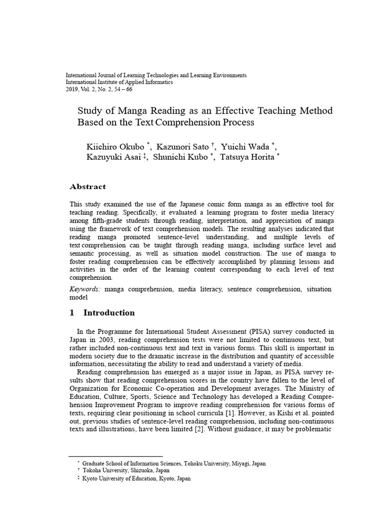 Manga as a Tool for Reading Comprehension | PDF | Reading Comprehension ...