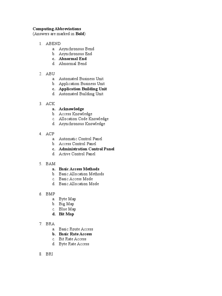 Computing Abbreviations | PDF | Disk Storage | Computer Data Storage