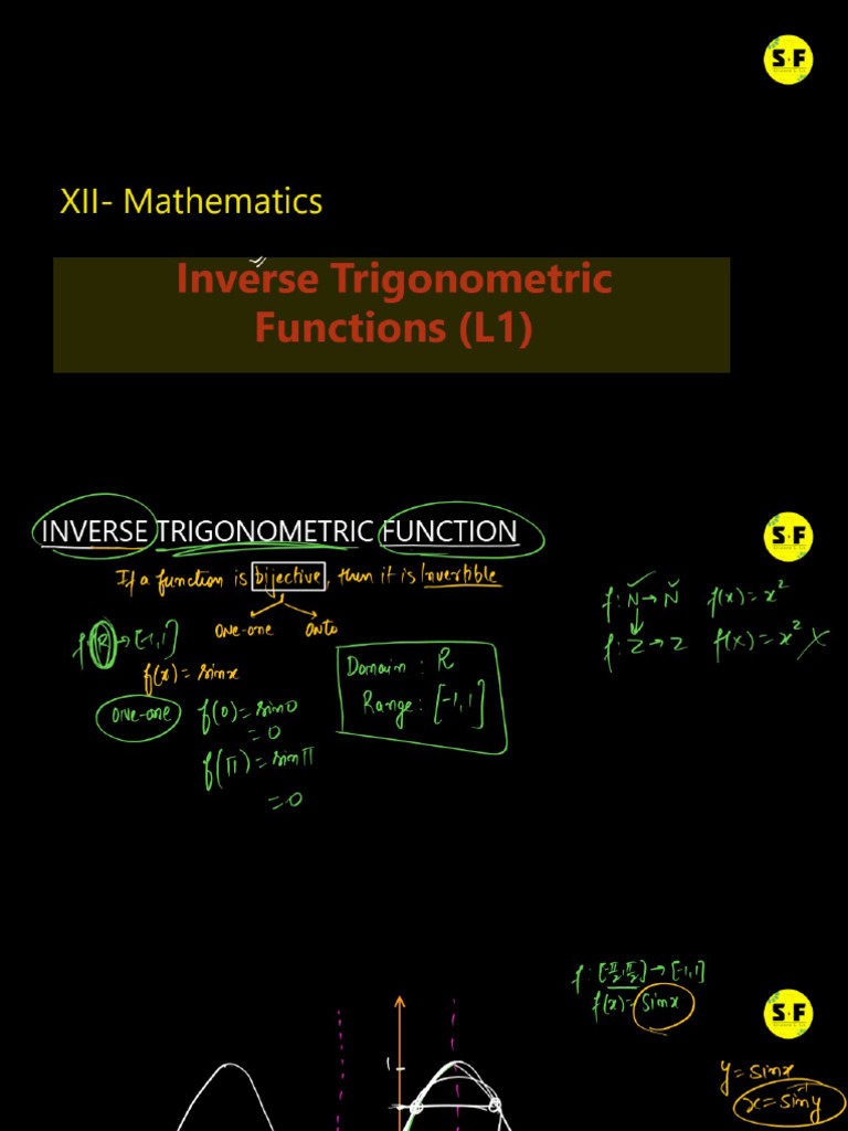 Inverse Trigonometric Functions L1 | PDF