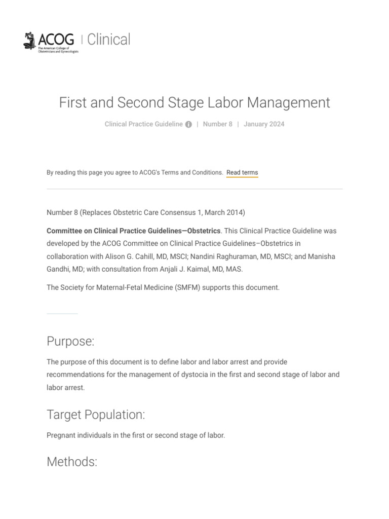 ACOG Guidelines on Labor Management | PDF | Childbirth | Caesarean Section