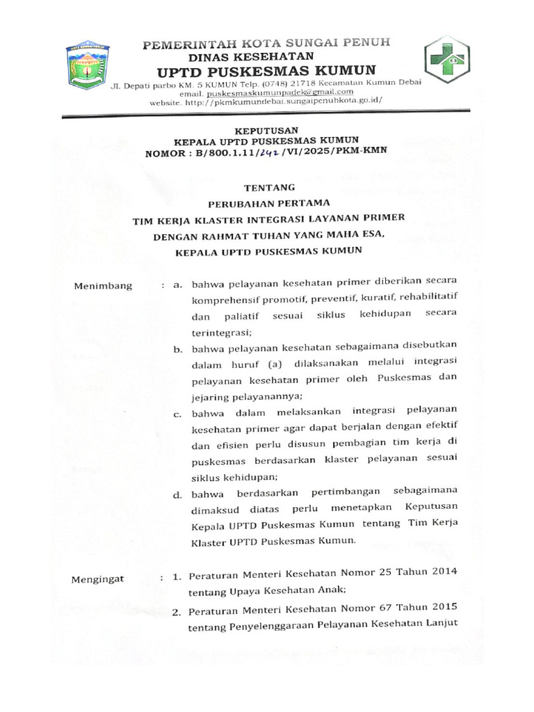 Sk Perubahan Tim Kerja Ilp | PDF