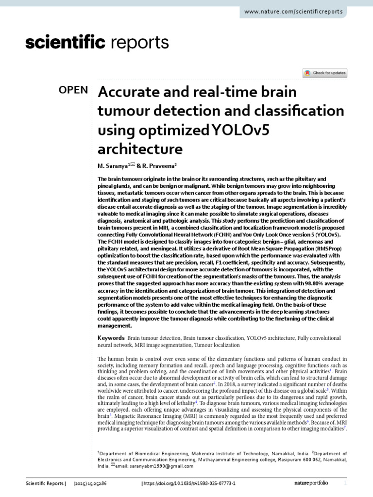 Accurate and Real-Time Brain Tumor Classification | PDF | Image ...