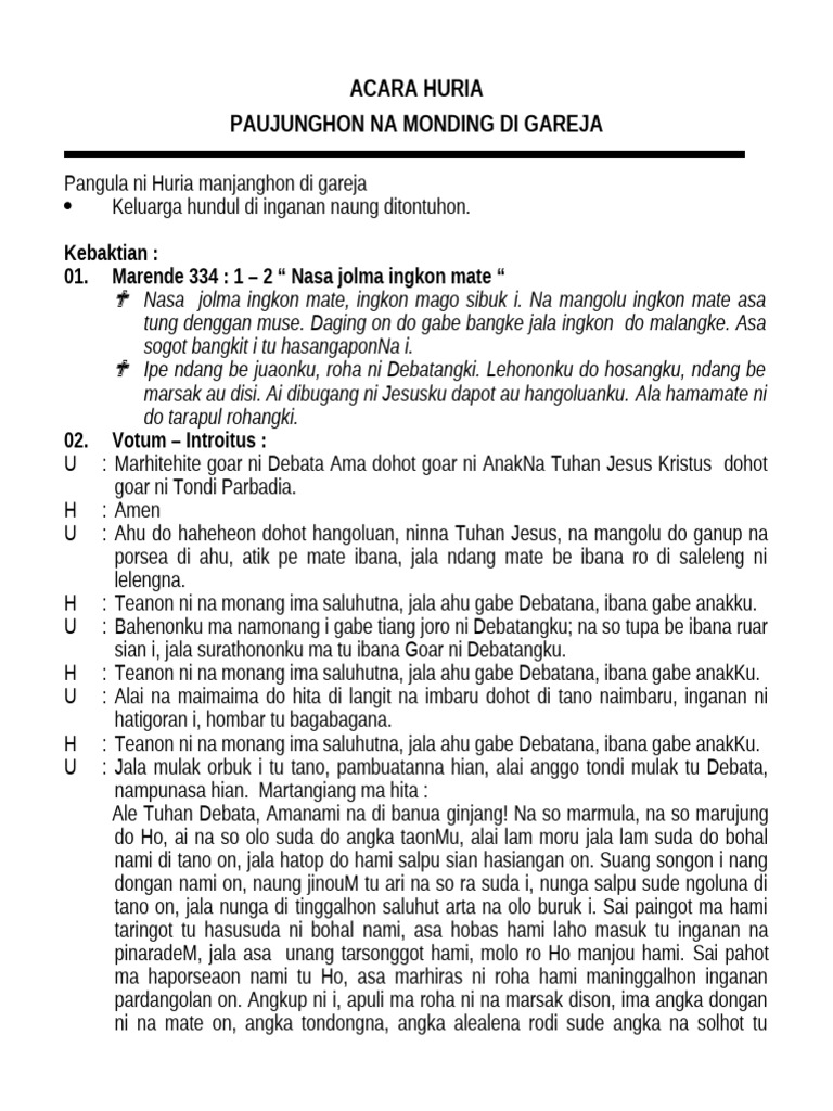 Acara Kebaktian Huria di Gereja | PDF
