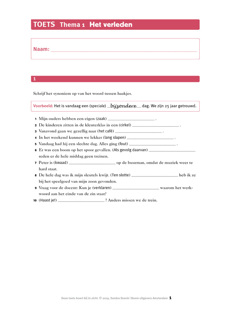 Toets in Zicht 1 | PDF