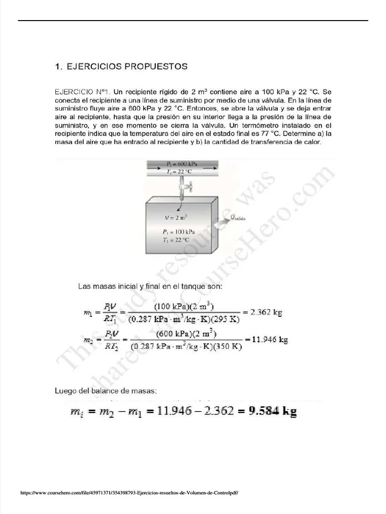 PDF Ejercicios Resueltos de Volumen de Control PDF Compress | PDF