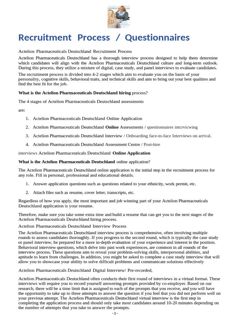 ActelionPharmaceuticals Questionaire For Employment and Declaration ...