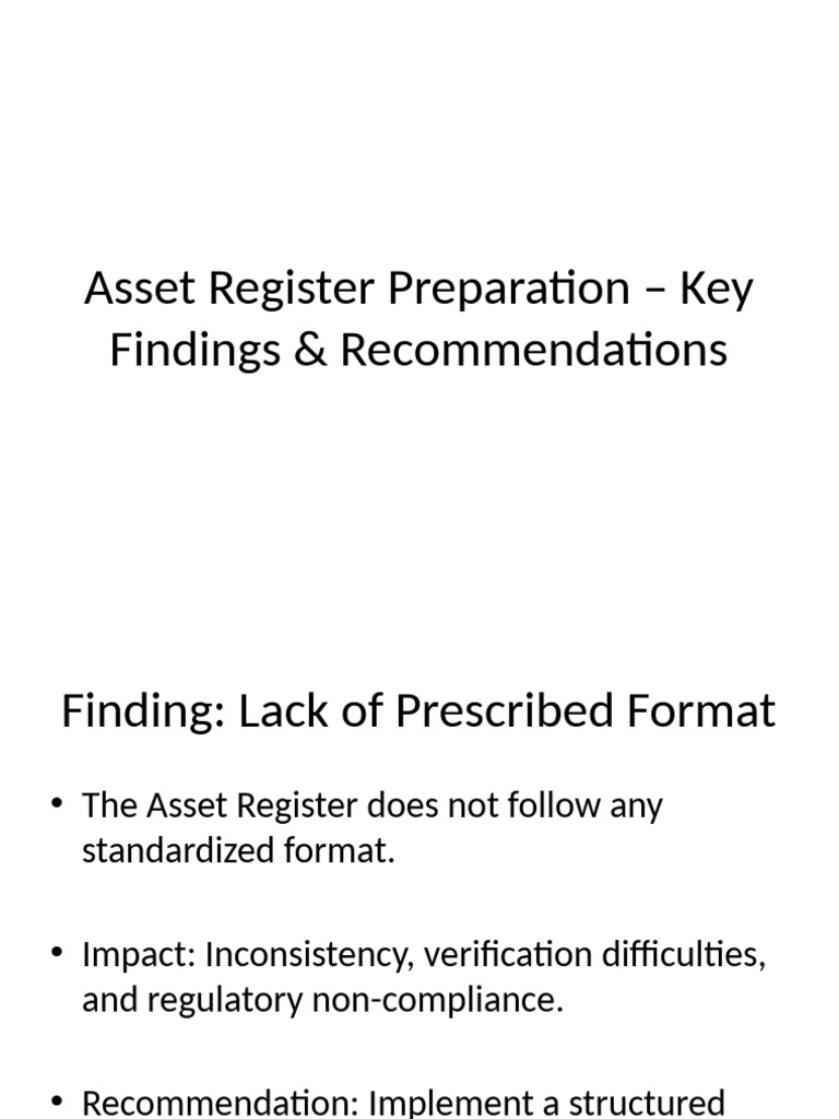 Asset Register Improvement Recommendations | PDF | Depreciation | Expense