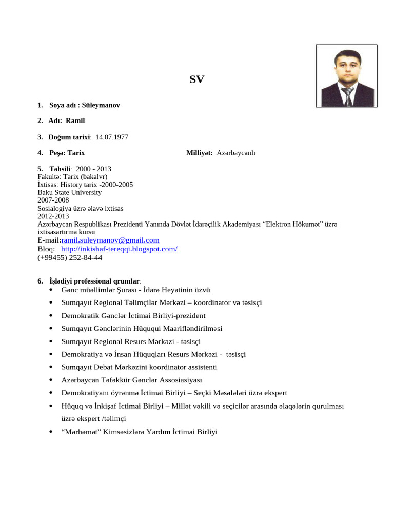 CV Azeri Dilinde | PDF