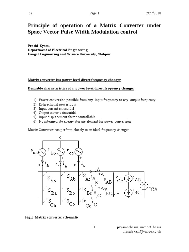 Matrix Converter Principle | PDF | Power Inverter | Matrix (Mathematics)