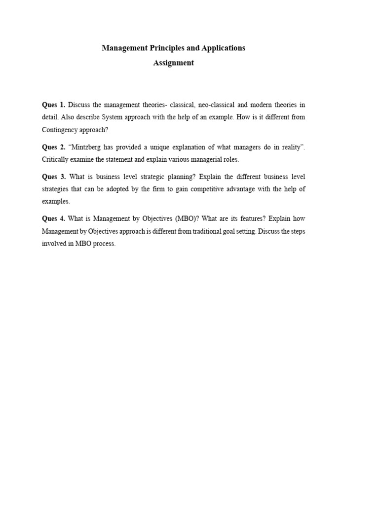 Management Principles and Applications Assignment | PDF