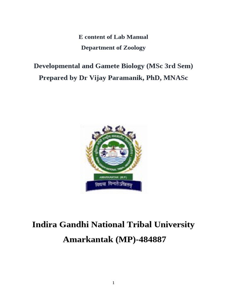 Lab Manual: Developmental Biology Experiments | PDF | Biology ...