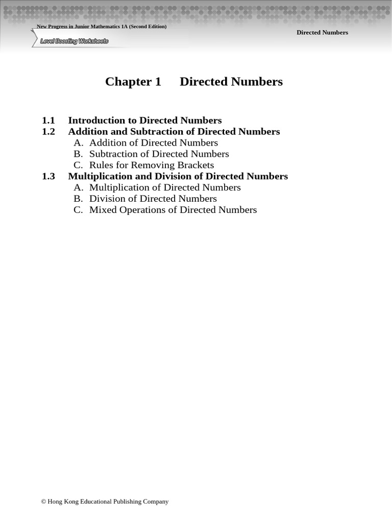 Directed Numbers in Junior Mathematics | PDF | Stored Value Card | Numbers