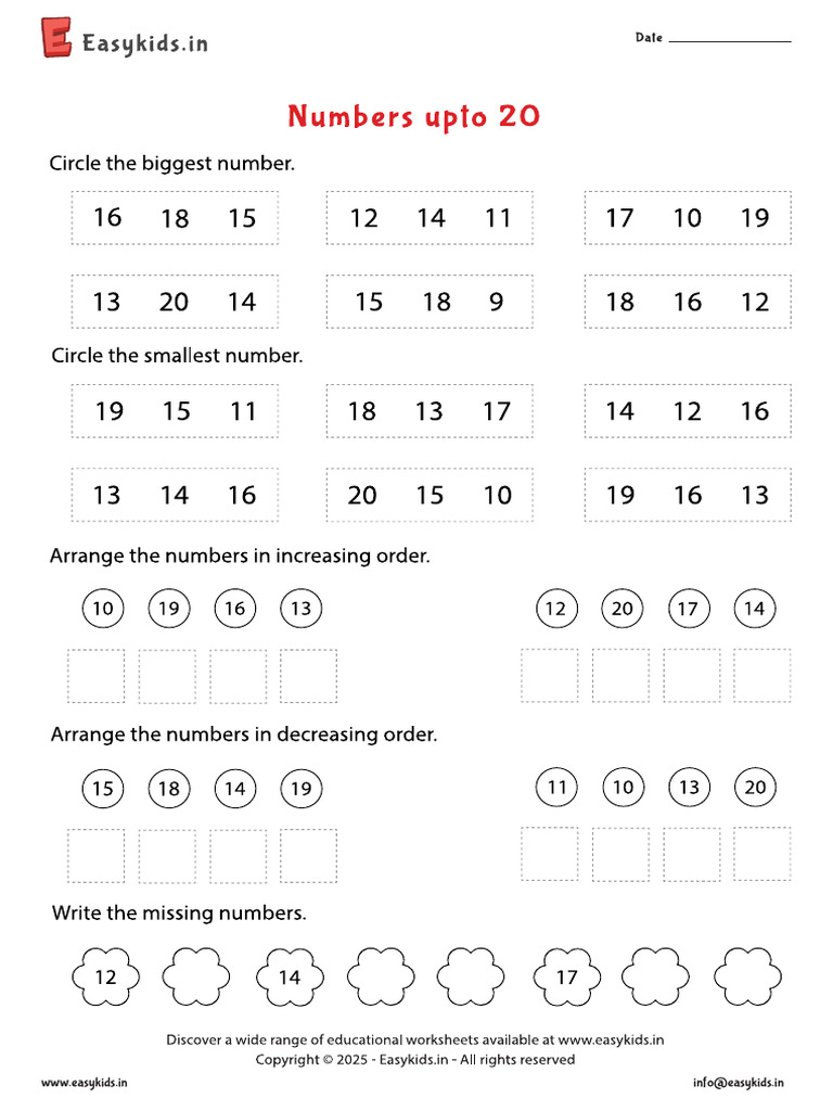 Biggest Smallest Numbers Ascending Descending and Missing Numbers ...