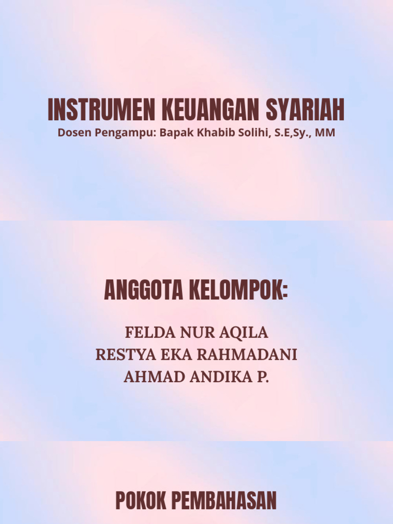 Panduan Lengkap Instrumen Keuangan Syariah | PDF
