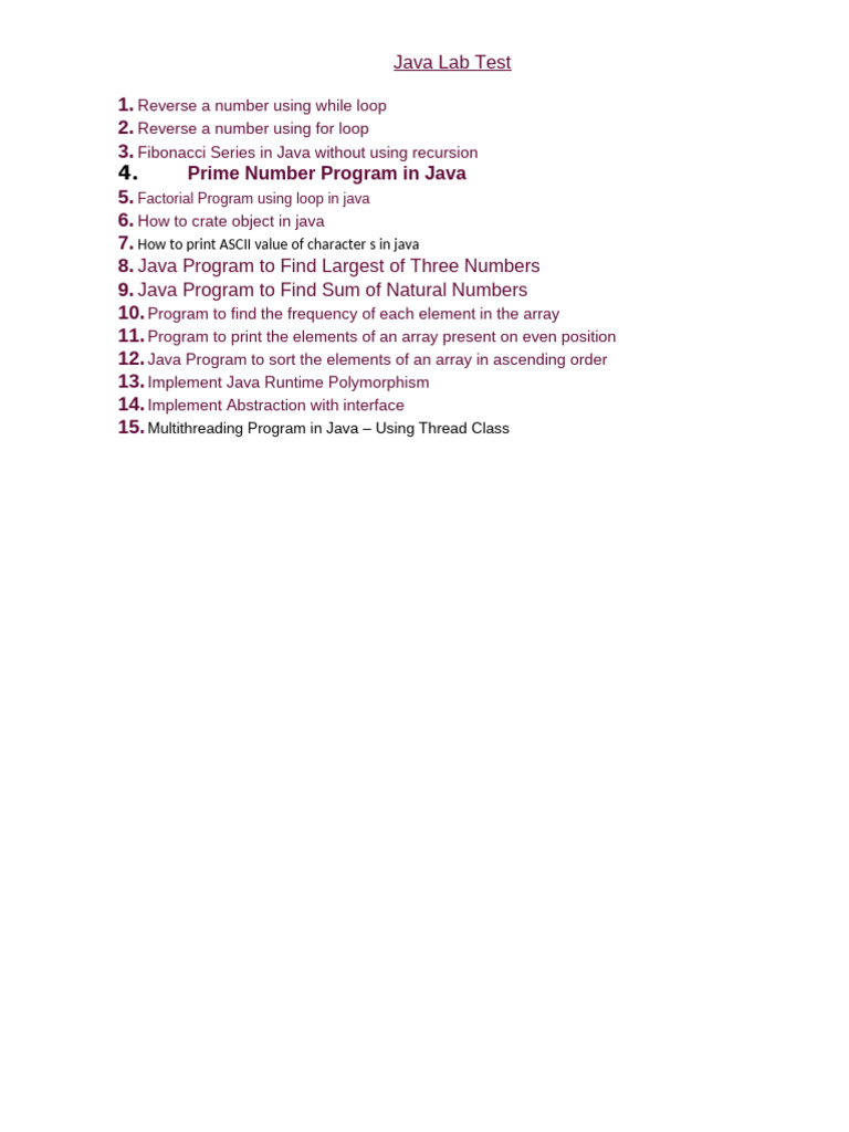 Java Programming Lab Exercises Guide | PDF