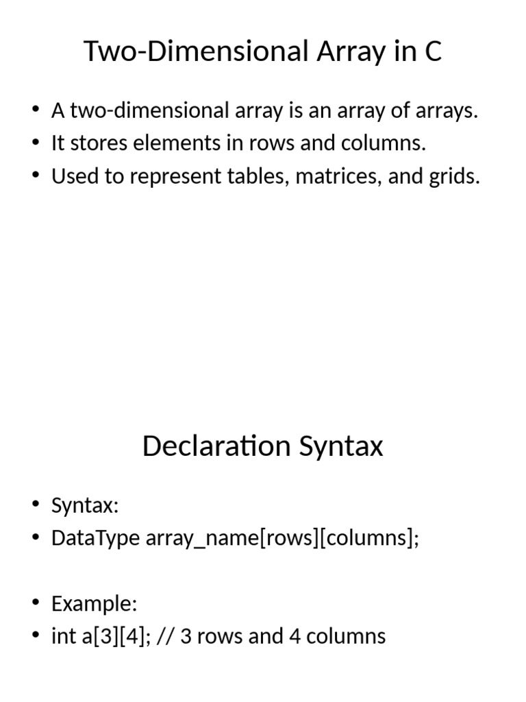 Two Dimensional Array in C | PDF
