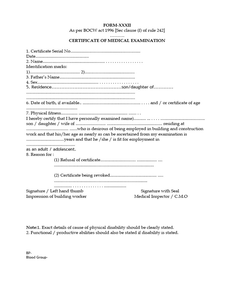 Certificate of Physical Fitness for Work | PDF | Chess Openings | Chess ...