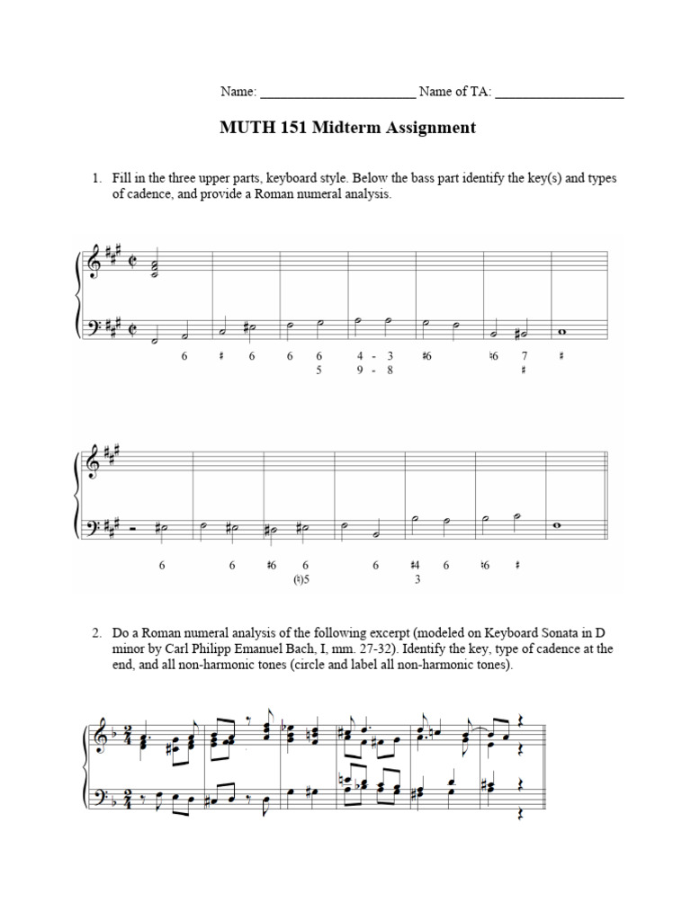 MUTH151 Midterm Assignment | PDF