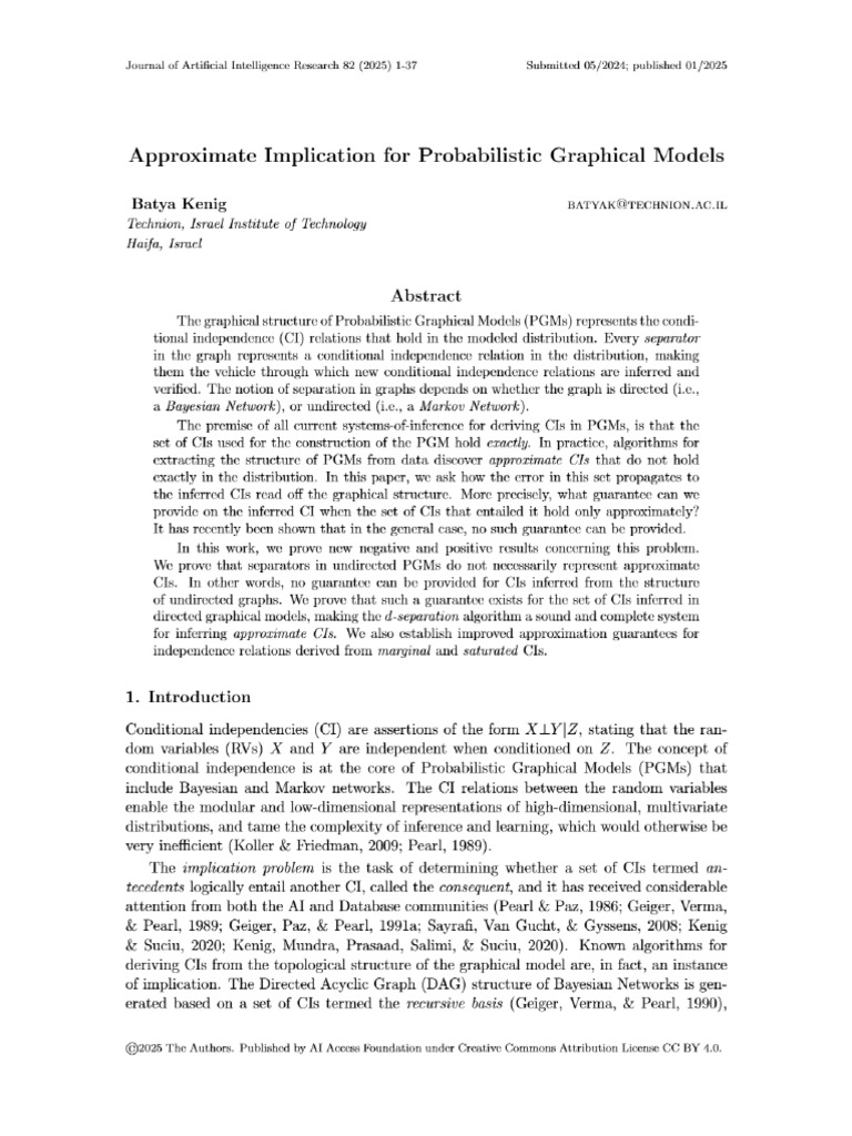 Approximate Implication for Probabilistic Graphical Models | PDF