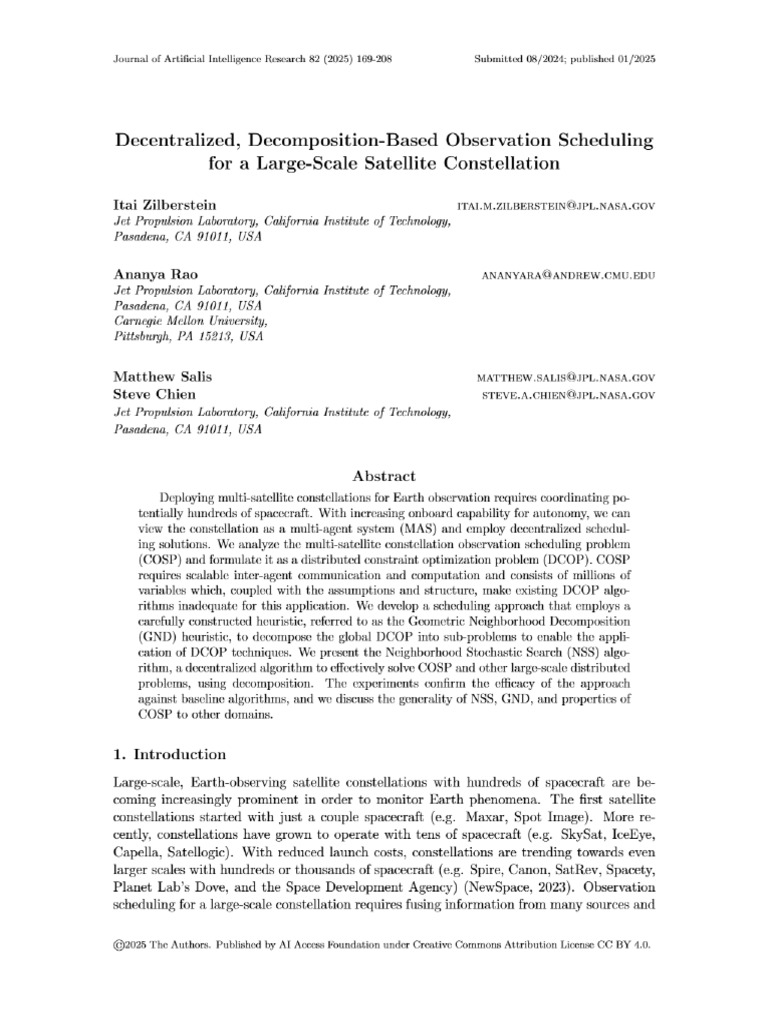 Decentralized, Decomposition-Based Observation Scheduling For A Large ...